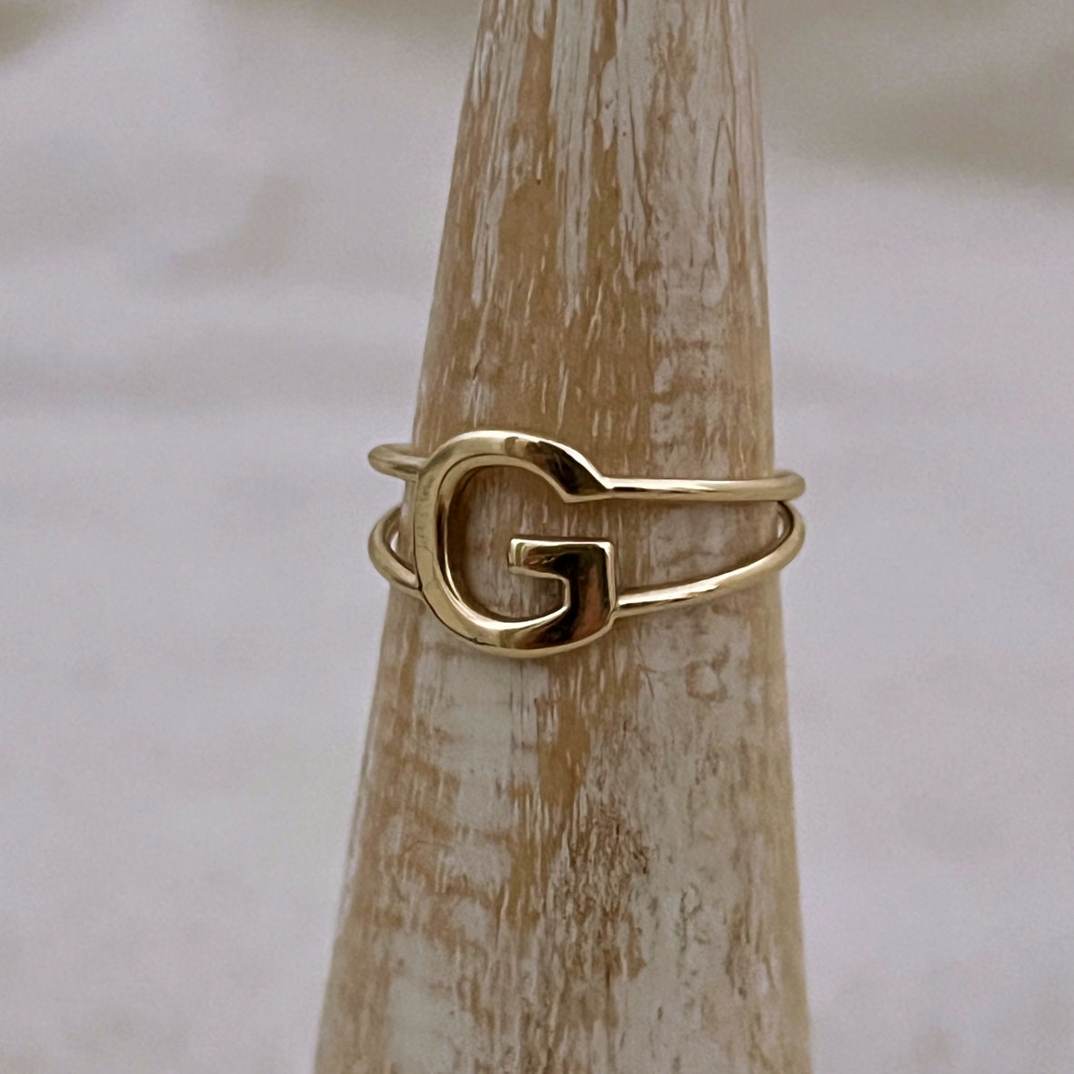 Solid Gold Letter Ring, 9k Gold, 18k Gold, Custom Ring, Initial Ring, Custom Letter Ring on Luulla